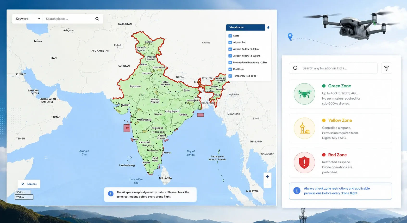 Drone Airspace Zones in India: Green, Yellow & Red Zone Map (2026)